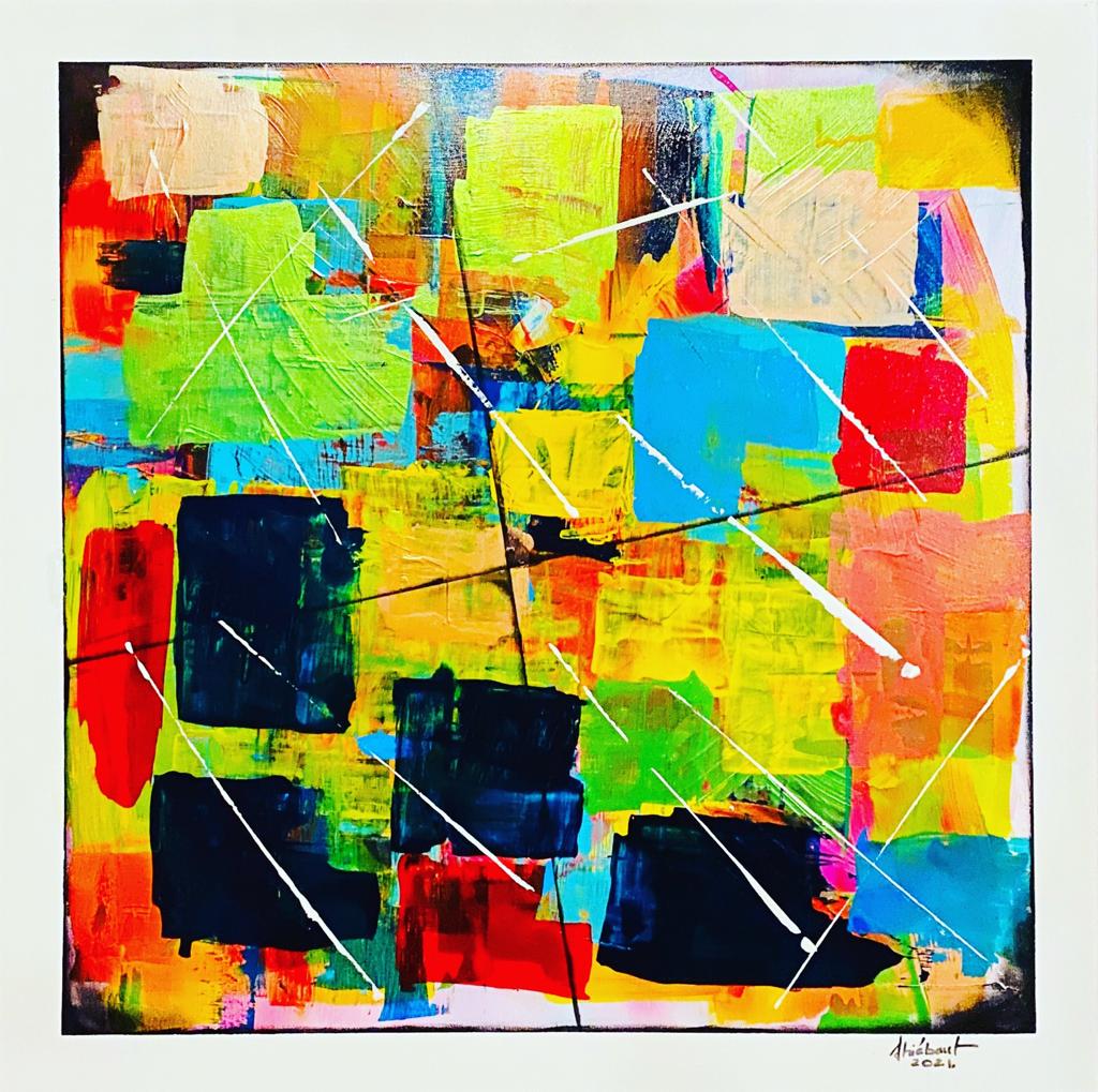 POLYEN - 80x80 - Sylvie Thiebaut - Artiste Peintre Contemporain